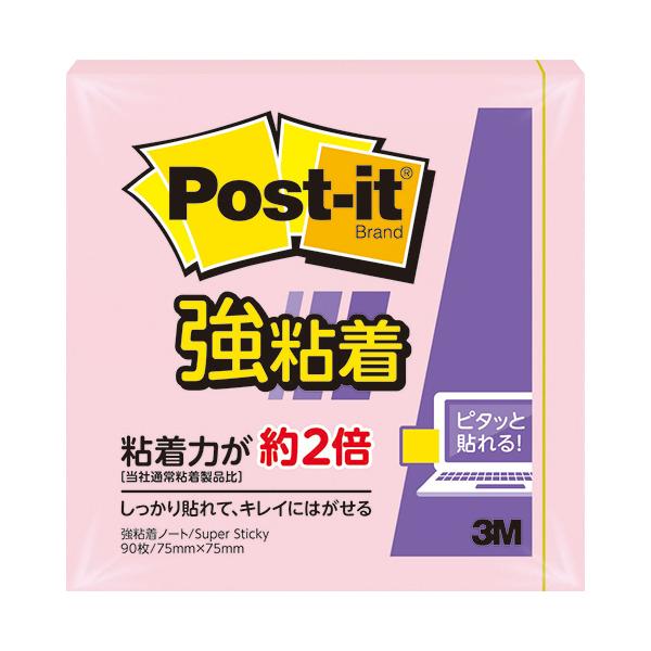 メーカー：３Ｍ   品番：654SS-RPP   パソコンや電話、キャビネットなどの樹脂面や垂直面にもしっかり貼れて、はがれにくい強粘着タイプ。パステルカラーのノートサイズ。