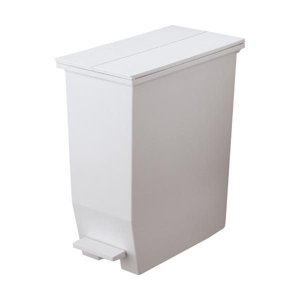 メーカー：リス 　品番：GPRB047   フタの開口スペースをとらない左右両開きタイプ。非接触で開閉できるペダル式ごみ箱。　　＜開口時＞ポリ袋止め付。便利なキャスター付。手前に引き出せる。