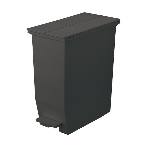 メーカー：リス 　品番：GPRB048   フタの開口スペースをとらない左右両開きタイプ。非接触で開閉できるペダル式ごみ箱。　　＜開口時＞<BR>商品の色はダークグレーになります。ポリ袋止め付。<BR>商品の色はダー...