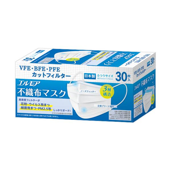 メーカー：カミ商事　品番：910102　VFE・BFE・PEF99％カットフィルターを採用した不織布マスク。