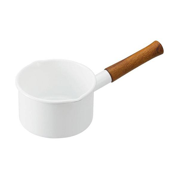 メーカー：富士ホーロー  品番：YY-14M.W  シンプルで使い勝手の良い、両口のミルクパン。