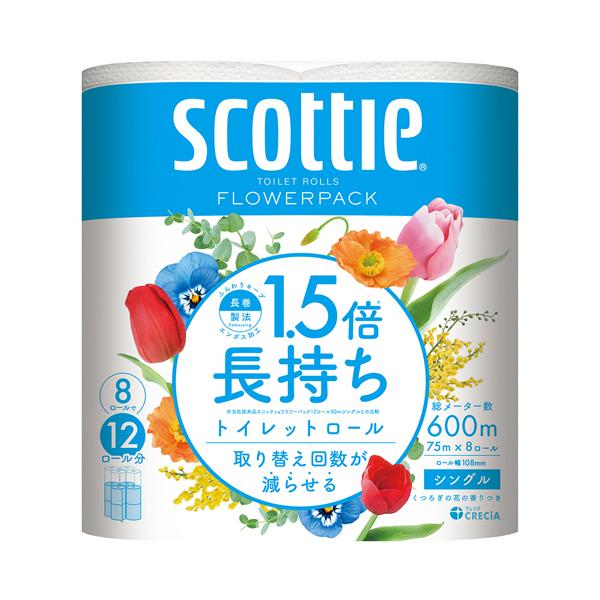 メーカー：日本製紙クレシア 　品番：15355   8ロールで12ロール分の長さの長持ちトイレットペーパー　　