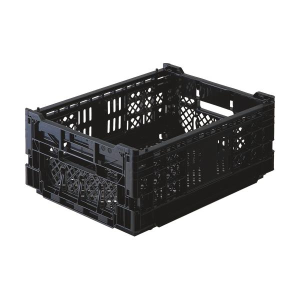 メーカー：三甲　 品番：557140-00  極薄に収納可能なメッシュコンテナ。　　手順1：ワンタッチでロックを解除。<BR>商品の色はブラックになります。手順2：4辺を内側に倒す。<BR>商品の色はブラックになりま...