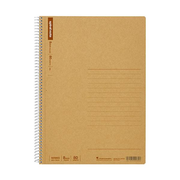 メーカー：マルマン 　品番：N256ES   シンプルでタフなクラフト表紙。めくりやすいリング製本で切り取りが美しいマイクロミシン目加工。　　ケガの可能性を低くした安全なコイルループ加工。<BR>商品は横罫/B5になります。書き...