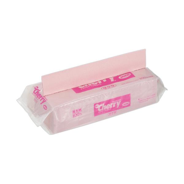 メーカー：新橋製紙 　品番：CH2040S   かわいらしいさくら色のペーパータオル。　　＜生地アップ＞