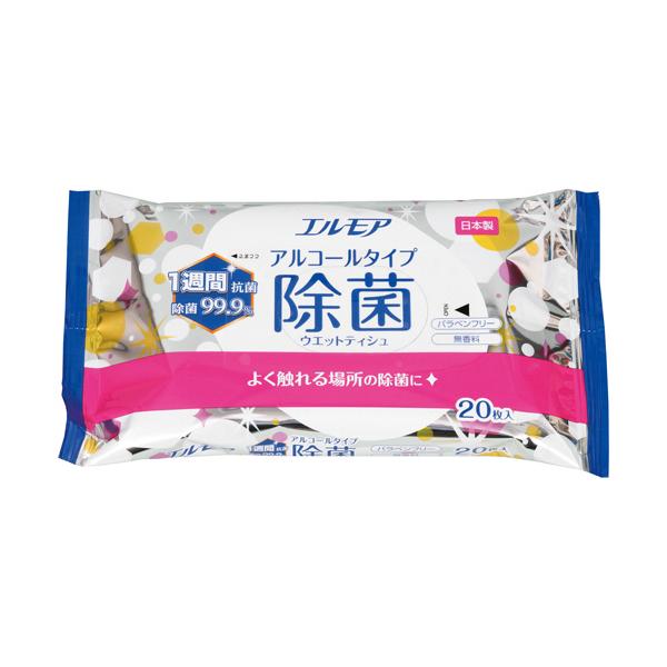 メーカー：カミ商事 　品番：171145   【アルコール配合】手指の汚れもキレイにふき取る。除菌成分とアルコールでいつも清潔。　　