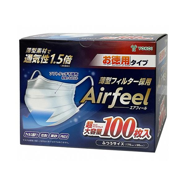 メーカー：ヨコイ　 品番：440717  通気性に特化したプリーツ型のマスクです。息がしやすく日々の生活を快適に過ごせます。　　＜パッケージ裏面＞薄型フィルター採用で通気性アップ。