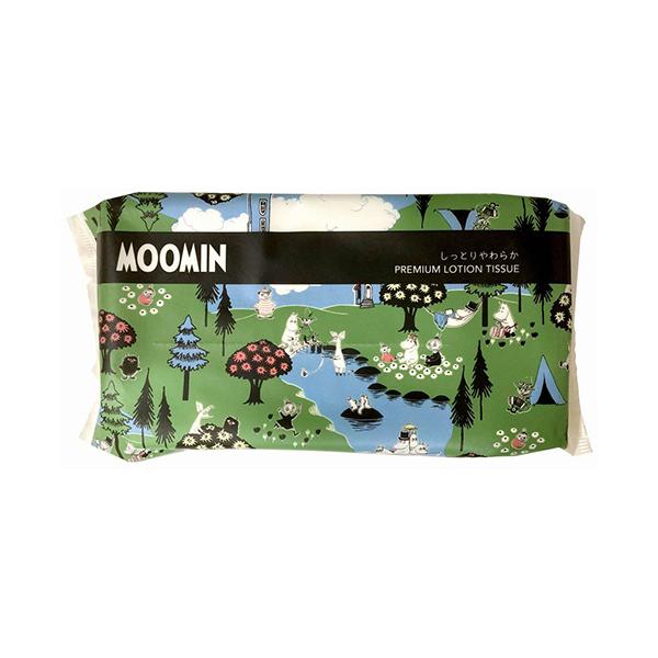 メーカー：河野製紙　 品番：730359  ムーミン谷の自然とキャラクターがあしらわれたソフトパックのしっとりやわらかな保湿ティシュ。　　※商品は全2柄デザイン、ランダムアソートです。※商品は全2柄デザイン、ランダムアソートです。＜イメージ＞