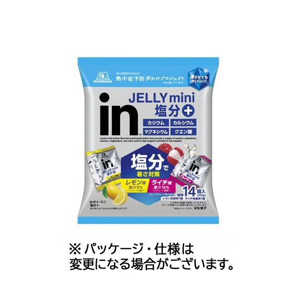 メーカー：森永製菓　 品番：735219  小腹を満たしつつ弾力のある食感を楽しみ、塩分+3種のミネラル配合でこまめに暑さ対策ができる、少容量のinゼリーです。　　