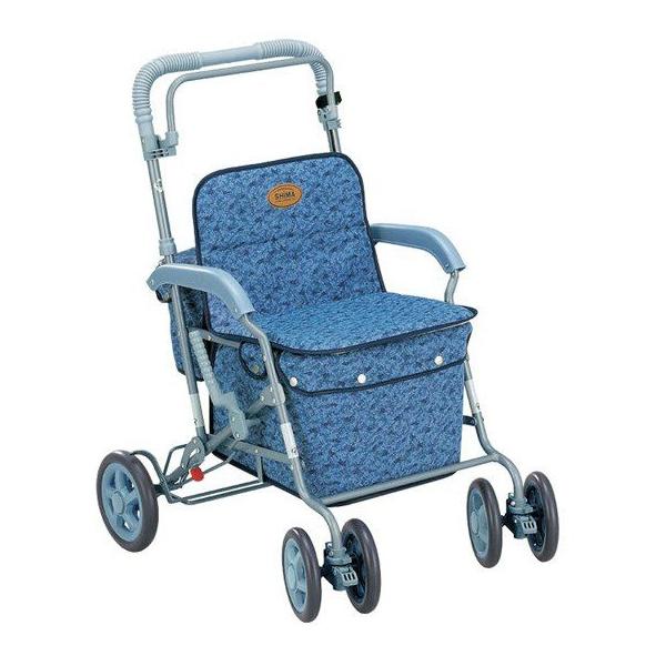 ・軽量アルミの定番タイプ・車輪には、安心な反射板付●サイズ／幅50×奥行64×高さ82〜91cm、座面高43cm●重量／6.3kg●材質／アルミパイプ粉体塗装・EVA硬質発泡車輪・PPメーカー：島製作所【 当日〜翌日発送可（土・日除く） 】