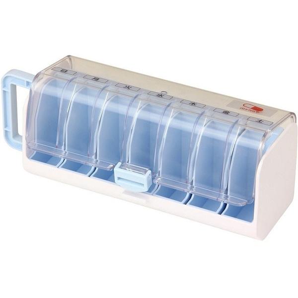 ・1週間分のお薬を曜日ごとに区分け整理できます。・薬を仕切れるので、持ち運び時に薬が混ざらない。・持ち運びやすい取っ手付き。・整理しやすい仕切りケース付き ●サイズ／幅22.6×奥行9.8×高さ8.4cm●重さ／400g●材質／本体・フタ：...