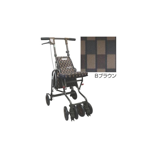 ●軽くてコンパクト、持ち運びに便利。●サイズ／幅42×奥行54×高さ86〜94cm、座面高45cm●重量／4.3kg●耐荷重／80kg●材質／アルミパイプ粉体塗装・EVA 硬質発泡車輪・PP●カラー/格子ブラウン・ブルー