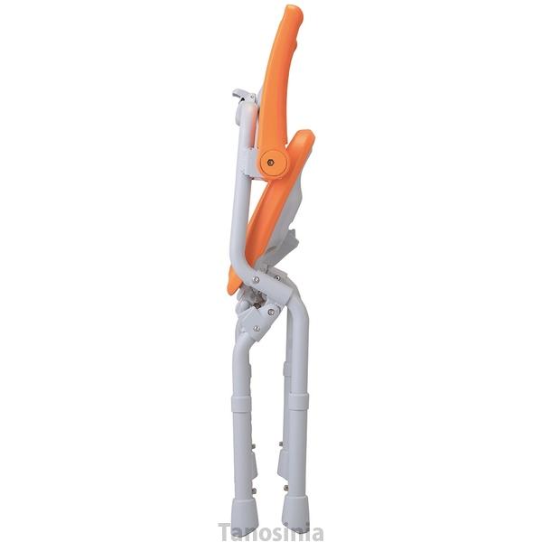 シャワーチェア　AirワイドSPワンタッチの仕様●サイズ／幅49.5×奥行43.2〜53×高さ66.9〜77cm、折りたたみ時：奥行13×高さ87.2〜98.2cm、座面：幅41.5×奥行32.5cm、座面高：36〜46cm（6段階／2cm...