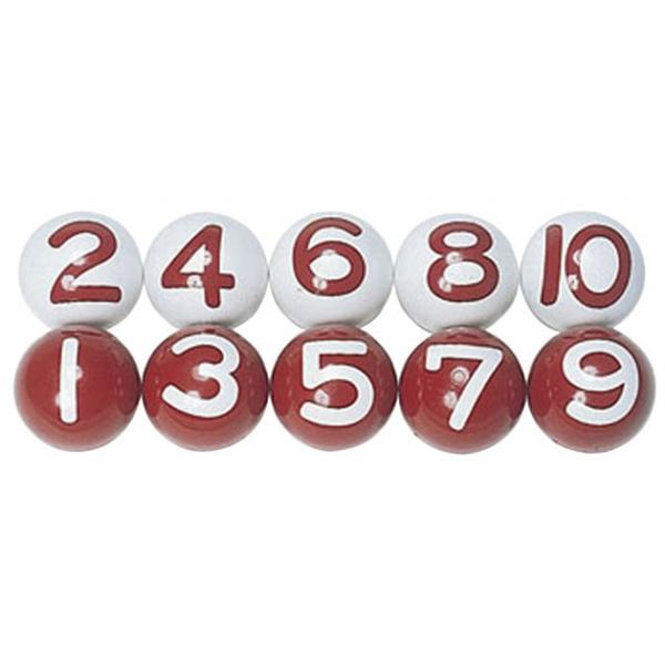 【ゲートボール 公認ボール 10個セット ニチヨー の仕様】・JGU公認ボールNO.1〜NO.10の10個セット●サイズ／数字：5cm、径：7.5cm、重さ：230g●素材／ABS樹脂、3重構造(日本製)メーカー：ニチヨー