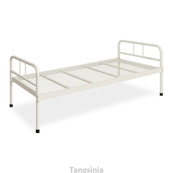 【高田ベッド MBベッド（G無し）　TB-1162-01の仕様】■公共機関や官庁等で利用できるスチール製業務用寄宿舎用1段ベッド。■通気性と強度性の高い衛生的な7.5cm間隔のメッシュ構造。足ゴム付き。●マット内寸：幅91cm×長さ191c...