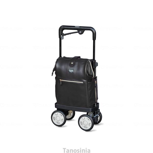 レーザー調、がま口タイプ両側面のポケットに500mlペットボトルが入ります。開口部が広い、がま口タイプのファスナー○ハンドル高さ5段階○ハンドブレーキ○駐車ブレーキロック○２WAYキャスター○レインカバー付材質○本体：アルミ・合成樹脂○バッ...