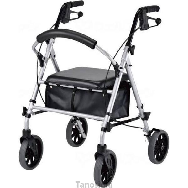 四輪歩行補助車newあゆむくんの仕様●サイズ／全幅61.2×全長60×全高70.5〜91.4（7段階）cm、折りたたみ時：全幅61.2×全長27×全高70.5〜91.4（7段階）cm、座面：幅15×奥行33.5×高さ47・54cm●車輪サイ...