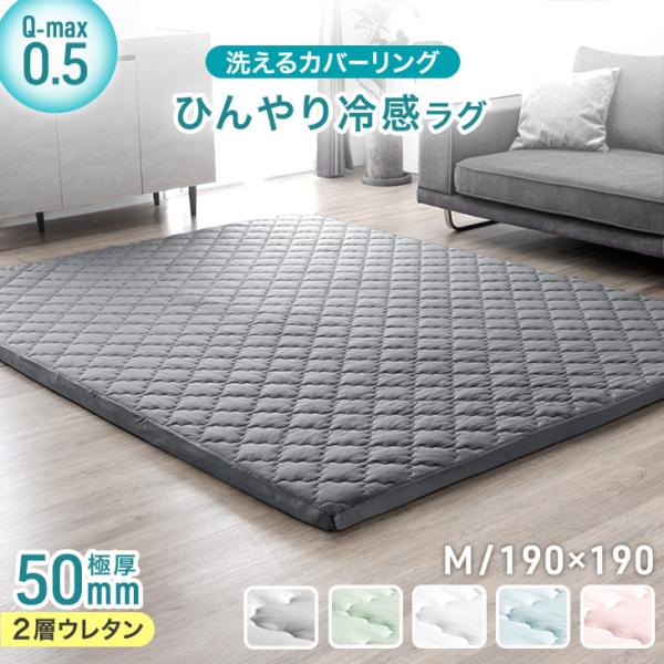 [4/11(土)0時〜ボーナスストア+5%！更にランクで最大+5%][送料無料(沖縄県・離島は送料別途)]■サイズ幅：幅190×奥行190cm厚み：5cm■重量約6.1kg（カバー：約3.2kg、中芯：約2.9kg）■素材＜カバー＞表地：ナ...