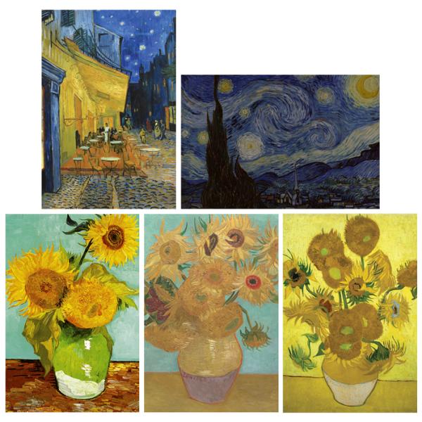 【ポストカード】お得な5枚セット ゴッホ『夜のカフェテラス』『星月夜』『ひまわり3本』『ひまわり12本』『ひまわり15本』サイズ 　：縦148mm×横100mm　　　　　　　　　または　　　　 ：縦100mm×横148mm材質/素材：紙（ア...