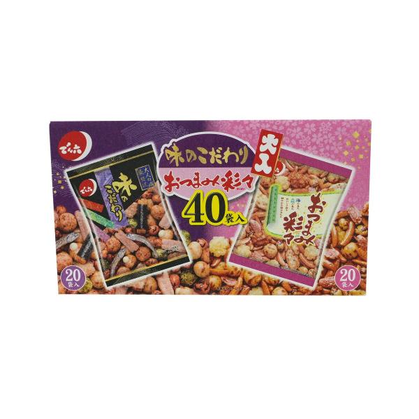 【商品の特徴】 40袋入り おやつにもおつまみに 食べきりサイズなので行楽のお供にもぴったり 【商品の詳細】 あられや豆菓子などがいろいろ入った2種類の詰め合わせです。 「おつまみ彩々」海の香り、山の恵、おいしさ彩々、鮮やかな詰め合わせ。 ...