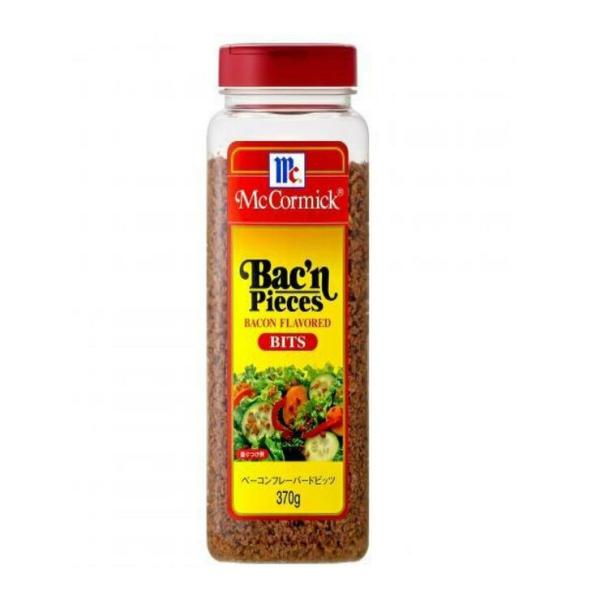 商品の特徴MCCORMICKベーコンフレーバードビッツ370 ｇ焼いたベーコンの香ばしい風味カリカリとした独特の食感を大豆たんぱくで再現