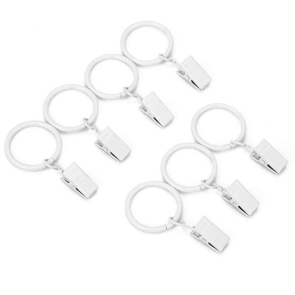 カラー：ホワイトサイズ：25mm【適用レバーサイズ】 カーテンリング25mmは直径10-20mm間の標準つっぱり棒に適用。開け閉め時、カーテンはスム ーズにロッドで、滑りやすいです。【高品質】リングとクリップの素材：スチール(高湿度な浴室に...