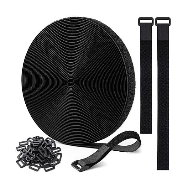 カラー：ブラックサイズ：12.5mスタイル：2.5cmx12.5m自由にカットの長さ：1本12.5メートルだ。バックルX60本重複使用できます。お客様はカットして60個のサイズの違いマジック結束バンドを獲得できます。フック紐とリング紐は同じ...