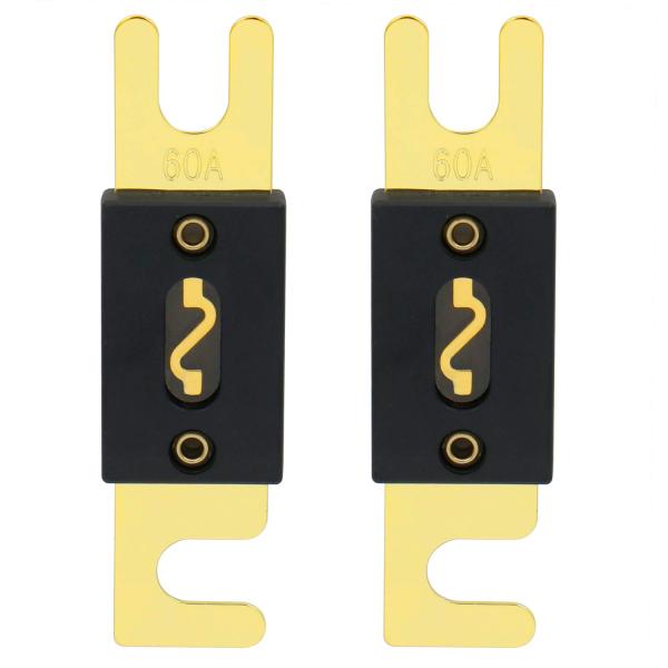 製品名: ANLヒューズ定格電流: 60Aカラー：黒＆金全体的なサイズ: 80 x 21 x 8mm(L*W*T)2個入り