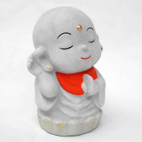 かわいいお地蔵さんの貯金箱。ゴムの底蓋で何度でも繰り返し使えます。サイズ　高さ 約 11.5cm x 約 幅 8.5cm陶器製プレゼントにもおすすめです。