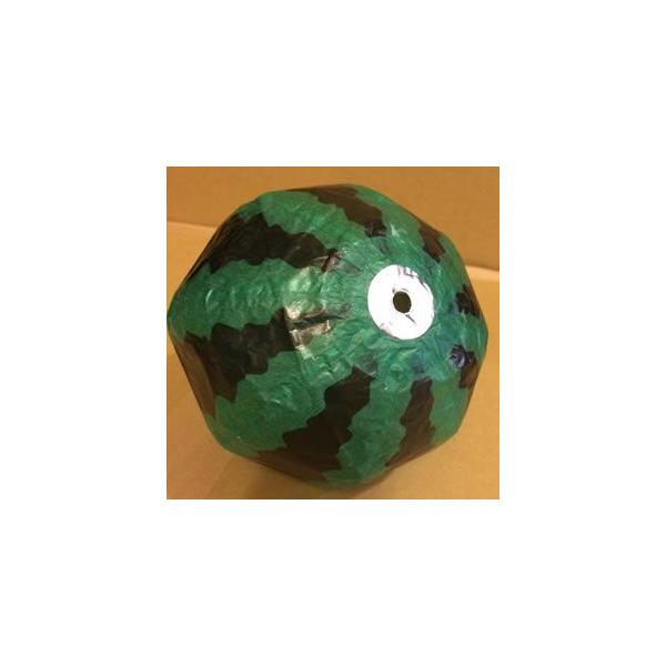 スイカの紙風船■ サイズ：折りたたみのサイズ21cm　　　膨らませた時の直径は約13~14cm