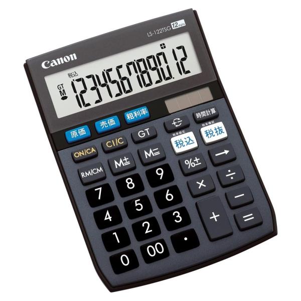 LS-122TSG 実務電卓■特長・環境配慮素材を使用・グリーン購入法に適合・商売計算機能・時間計算機能■仕様表示桁数：12桁電源：太陽電池＋リチウム電池（CR2032×1）質量：（電池含む）　132g寸法：（幅×奥行×厚さ）107.5×1...