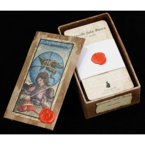 ソラ・ブスカ・タロットは、イタリア ミラノのソラ・ブスカ(Sola Busca)家に伝わる15世紀後半にイタリアで制作されたタロットカード。このタロットは小アルカナも全て絵札として描かれ、小アルカナの絵札化仕様は現存するタロットカードの中で...