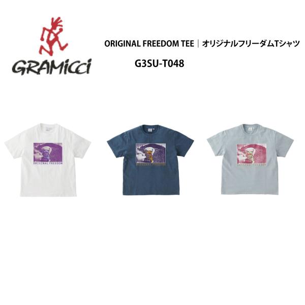 商品型番　   G3SU-T048肌触りがよく、ドライタッチなオーガニックコットン使用の、Gramicciが1990年代のルック写真を用いたTシャツです。WHITEに加え、ヴィンテージライクな色合いのNAVY PIGMENT・SMOKY S...