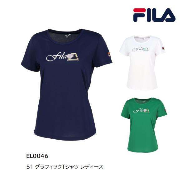 SALE品につき返品交換不可品番　EL0046なめらかな筆記体のＦＩＬＡロゴとテニスモチーフのグラフィックＴシャツ素材：ポリエステル100%機能：吸水速乾、UVカット※商品詳細画像は別カラーを掲載していることがあります。『ポスト投函対応商品...