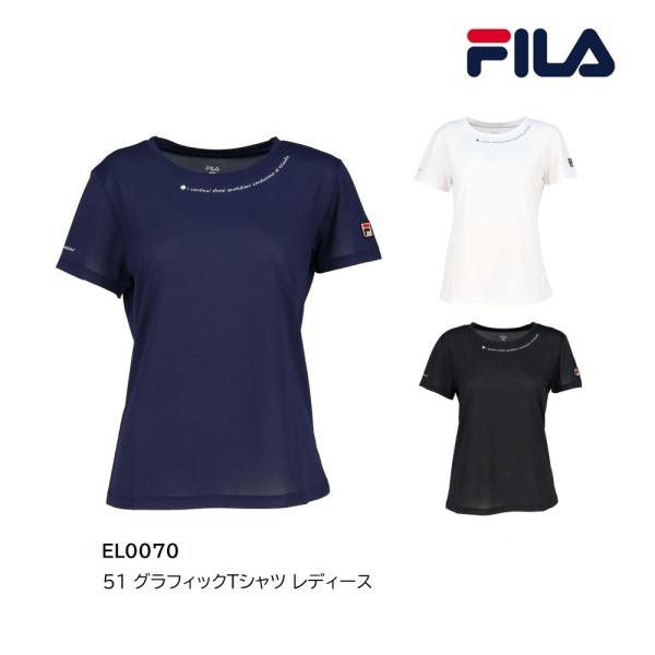 SALE品につき返品交換不可品番　EL0070ネックラインにさりげなくメッセージプリント「日々の継続的な努力が勝利につながる全力を尽くす」FILAはあなたの頑張りを応援します！素材：ポリエステル93%  ポリウレタン7%  機能：吸水速乾、...