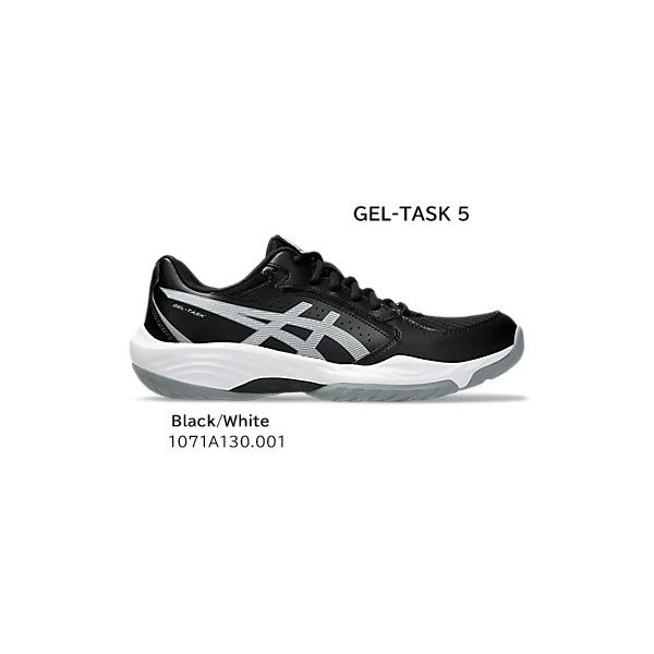 GEL-TASK 5品番: 1071A130.001カラー：Black/White　(001)GEL-TASK 5 は、快適性とサポート性を重視するプレーヤーのために設計されたモデルです。優れたクッション性により足への負担を軽減し、自然な足...