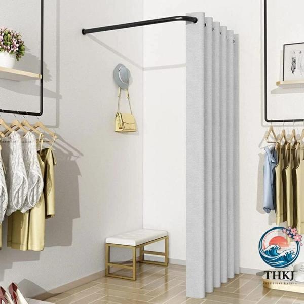 ??【L型ブラケット】L型レールロッドと分割鉄棒を使用し、防水・防錆・変形しにくい構造です。 耐荷重は25kg。??【フィッティングルーム】穴あけと設置、簡単な設置、生地のドレープ性、プライバシー保護、省スペース、必要に応じてどこにでも固定...