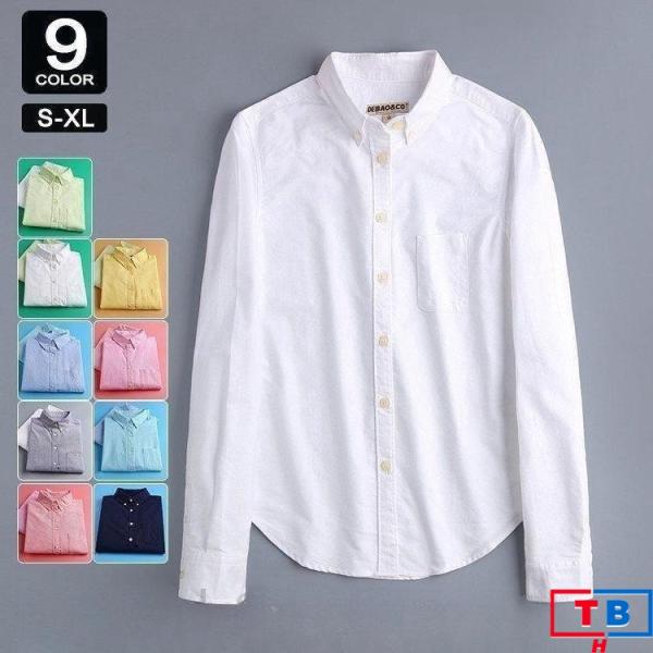 シャツ レディース 長袖 ボタンダウンシャツ 綿100%オックスフォード オックスフォードシャツ トップスカラー：白/ピンク/イエロー/ライトグレー/レッド/ダークブルー/グレー/ネイビー/グリーンサイズ：S/M/L/XL素材：綿100%★...