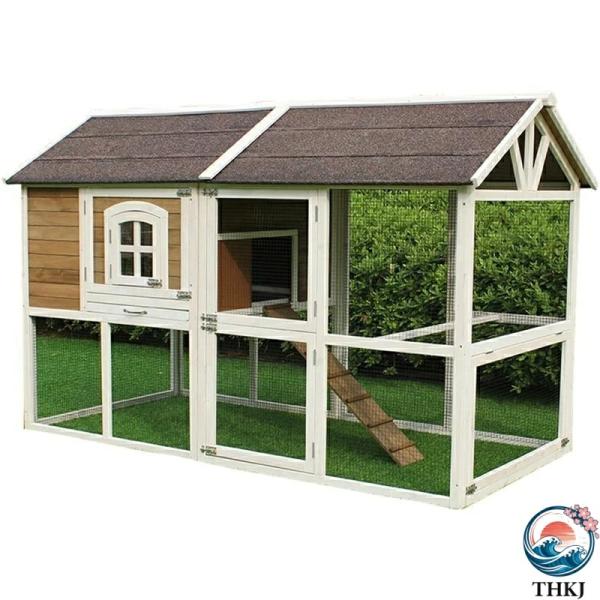 ?この大型ウサギ小屋は木製で、すべての金網は偶発的な怪我を防ぐためにしっかりと溶接されており、動物に無害な環境に優しいワニスで塗装されています。 ? アスファルトの屋根と木製の壁の塗装は雨水から保護し、天候パターンに耐えます。屋外用に設計さ...