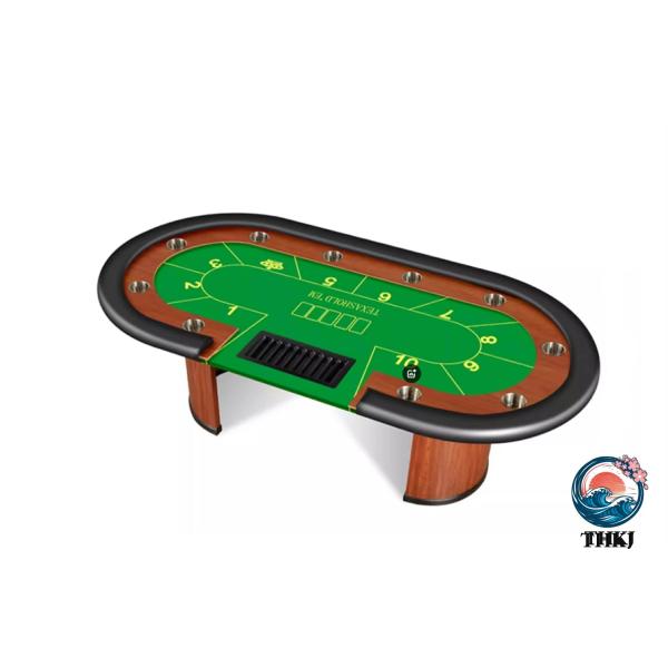 ? 【高級木製＆カスタムデザイン】 天然木を使用した高級ポーカーテーブル。2サイズと6種類の基本デザインから選択可能。お客様指定のオリジナルプリントにも対応（デザイン番号提示で簡単注文）。? 【プロ仕様10人用レイアウト】 10人同時プレイ...