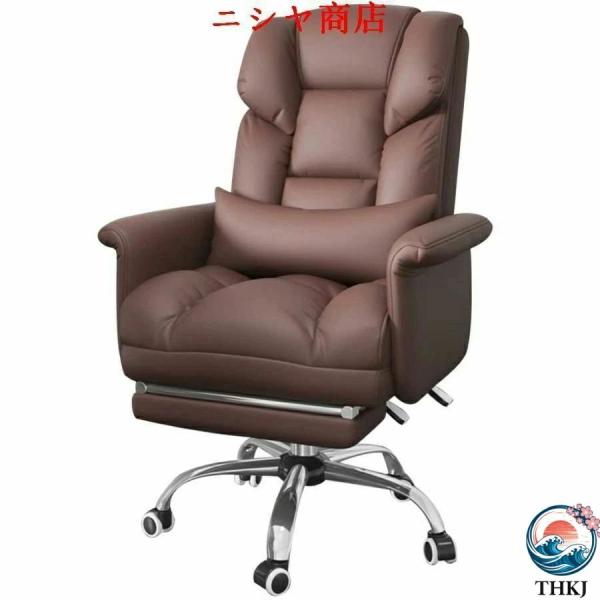 【快適でリラックス社長椅子】：厚みのあるスポンジ+人形の綿で満たされた背もたれとシートクッションは、科学的に仕切られており、頭、背中、腰、臀部をあらゆる方向に快適にサポートし、腰枕、追加のサポートを備えています。外部拡張と厚みのあるアームレ...