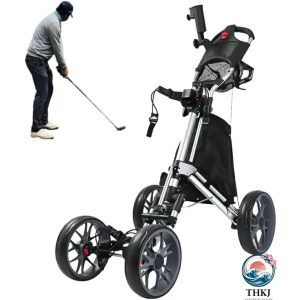 ? 【製品仕様】カラー：ブラック。サイズ：長さ110cmｘ幅90cm。重さ8.3KG。 4個ホイール、本体 「注意：キャディーバッグは含めていません。」? 【耐久性】多機能手押しボールカートは十分な機能を備えており、1台のカートで日常のニー...