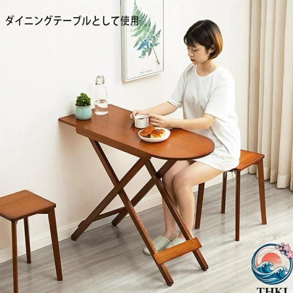 家庭用のダイニングテーブルは竹で作られており、しっかりと支えられています。小さなテーブルの高さは75cmです。ソファに座って作業したり、壁に寄せて使用したりするのに便利です。アークコーナーデザイン：完成したコンピューターデスクは半円形のデザ...