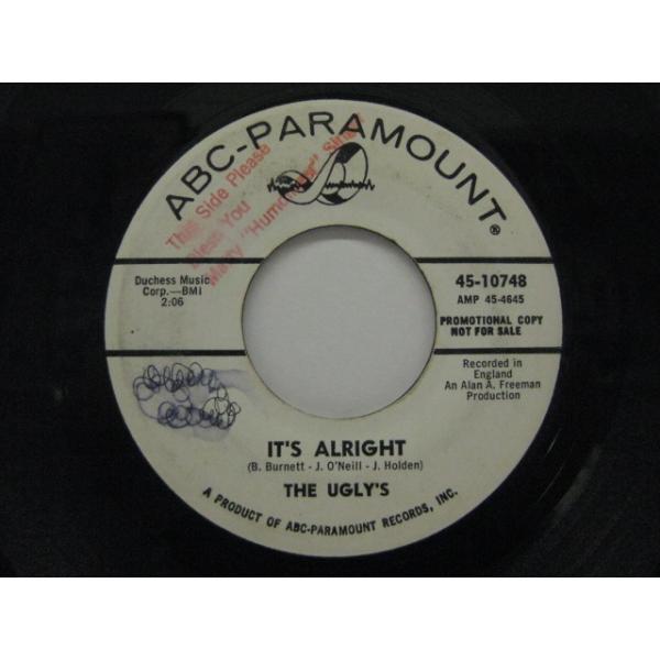 (US/ABC Paramount-10748/'65 PROMO White Label 45)英硬派ロッカー大御所「スティーヴ・ギボンズ」在籍、英/バーミンガム・ビート・バンド「アグリーズ」、'65年発売の極美メロ・ミッド・テンポ・ポッ...