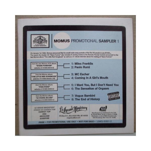 (US/Le Grand Magistery LGMDJ-60901-2/99.Promo.CD/Card Sleeve) スコットランド出身のニコラス・キャリーのソロ・インディロック・プロジェクト「モーマス」の99年プロモーション用サンプ...