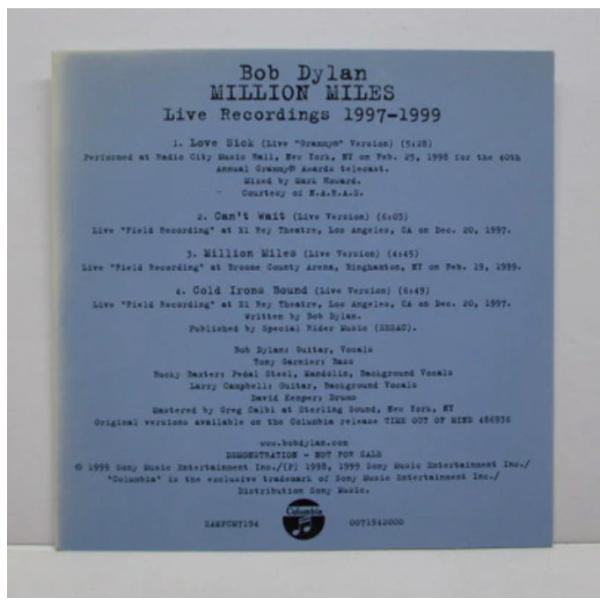 (UK/Columbia SAMPCM-7194/'99 PROMO 4-Track Sampler CD/Stickered paper Sleeve) 貴重'99年UKプロモ4曲入りサンプラー（タイトル・ステッカー付き紙ジャケ）！ Lo...