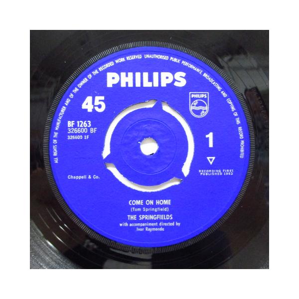 b/w Pit-A-Pat (UK/Philips BF-1263/'63 Orig.Silver Block Logo Blue Label Round Center 45)ダスティ・スプリングフィールド在籍英国フォークPOPトリオ「スプ...