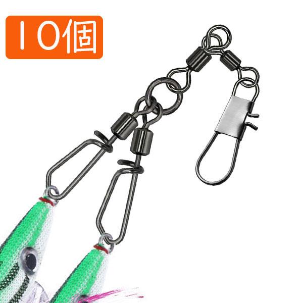 タコエギ用のダブルスナップ仕掛け交換が簡単なスクリュー式ワンタッチでルアー交換ができますライントラブル防止用に各所にスイベルが配置されており蛸釣りで重要視される引っ張り強度は約40kg重量は約4.4g