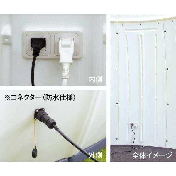 DIYで設置可能な、ドーム型ハウス"イージードーム"用のコンセント付きパネルです。ドーム内で電源が必要な時にオススメです。※本オプションは壁パネル代が含まれます。※ドーム本体と同時購入される場合は、『電源コンセントセット≪ドーム本体と同時購...