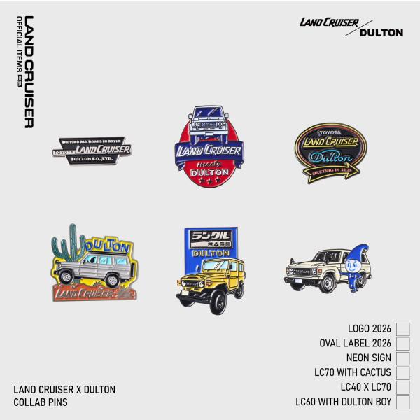 商品コード：LC2504-5023-28ブランド：LAND CRUISER OFFICIAL ITEMS、ランドクルーザーオフィシャルアイテムズ商品名：LAND CRUISER×DULTON COLLAB PINS、ランドクルーザー×DUL...
